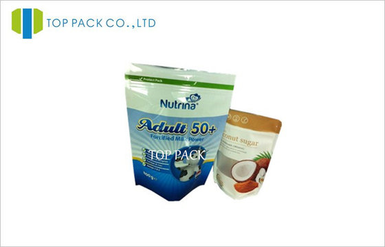 Milke Powder Stand Up Food Pouches Aluminum Foil Shiny Printing Finish