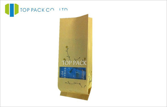 Kraft Paper Side Gusset Pouch Plastic Lined Clear See Through Window