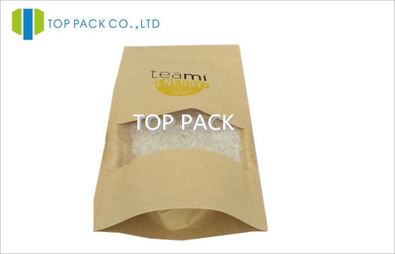 Brown Kraft  Paper Stand Up Pouch with Clear Rectangle Window