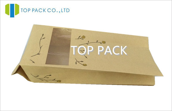 Kraft Paper side gusseted bags Packaging Offset Printing Clear Window