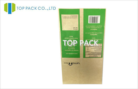 Green Kraft Paper Aluminum Foil Bags Back Sealed Custom Sea Salt