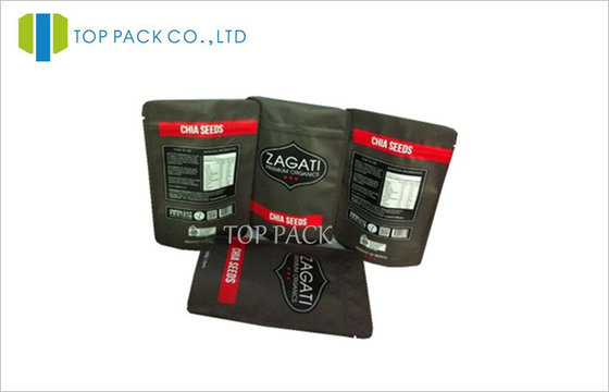 Gray Matte Print Foil Stand UP Plastic Bags Zipper Moisure Proof