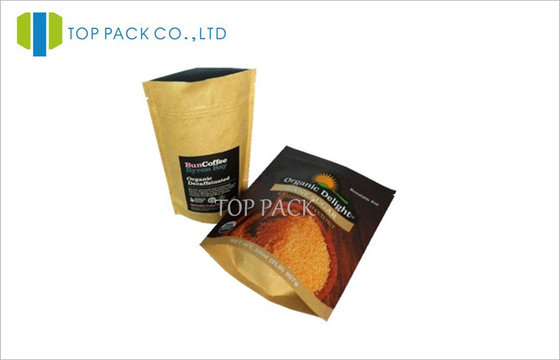 250g Coffee Bean Kraft Paper Stand Up Ziplock Bags With One Way Valve