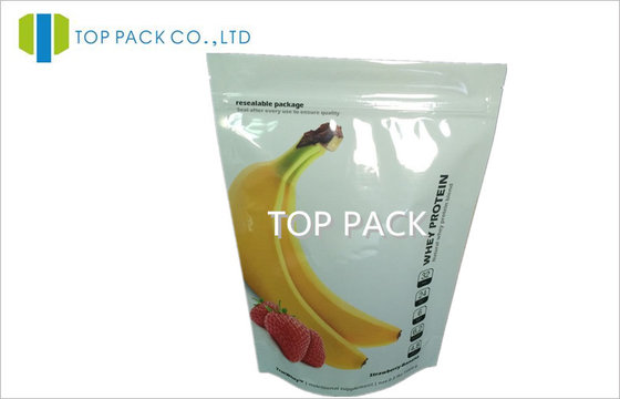 2.2LB Banana Flour Foil Stand Up  Pouch Packaging Ziplock Food Grade Whey Protein