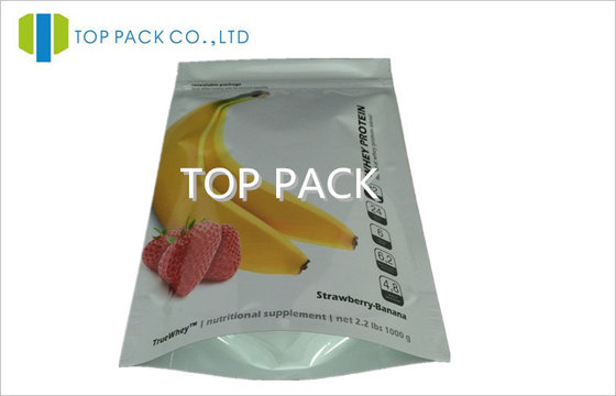 2.2LB Banana Flour Foil Stand Up  Pouch Packaging Ziplock Food Grade Whey Protein
