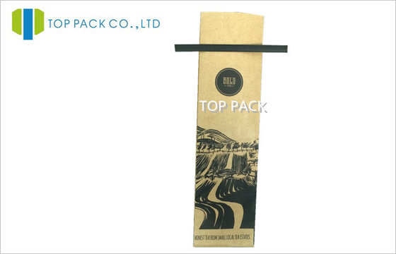 Foil Brown Kraft Paper Side Gusseted Bags Black Design Coffee Bean Tin Tie