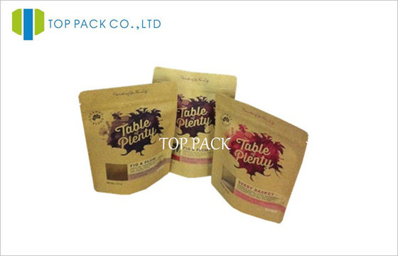 Biodegradable Kraft Paper Stand Up Ziplock Bags Moisture Proof