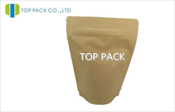 Brown Kraft  Paper Stand Up Pouch Aluminum Foil Lamination Simple Design
