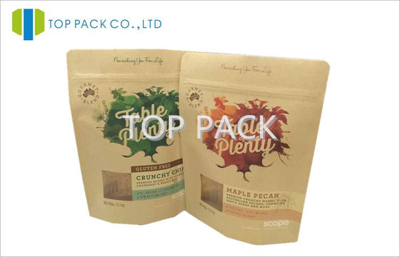 Food Grade Kraft  Paper Stand Up Pouch Ziplock For coffee Storage