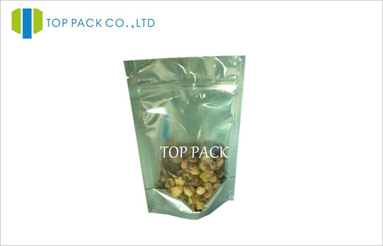Plain Ziplock Standing Up Plastic Bags Front Clear Back Foil Tear Nortch