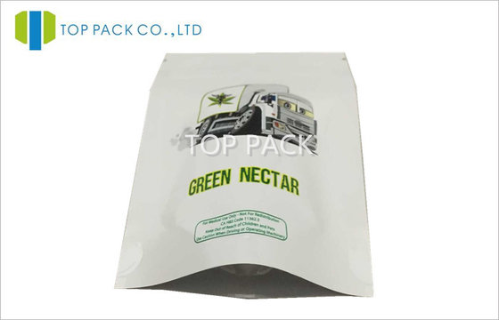 Small White Plastic Stand Up Pouches Front Clear Back Foil With Printing 3.5g