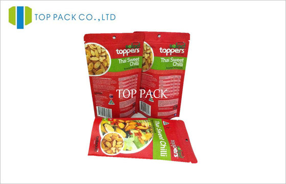 Red PET / VMPET / PE Zipper Stand Up Food Pouch , Coffee Powder Foil Packaging 300g