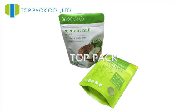 250g White / Green Stand Up Foil Pouches Heat Sealed Type For Coconut Milk