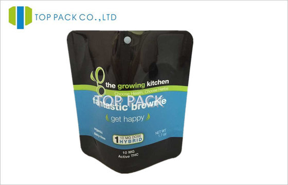 Gravure Printing Plastic Stand Up Pouches Without Zipper For Herbs 10mg