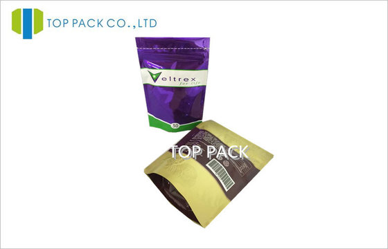 Purple Foil Stand Up Pouches Gravure Printing Custom Design Zipper
