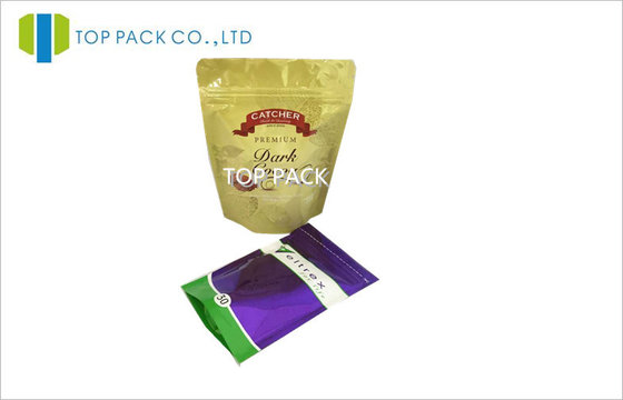 Purple Foil Stand Up Pouches Gravure Printing Custom Design Zipper
