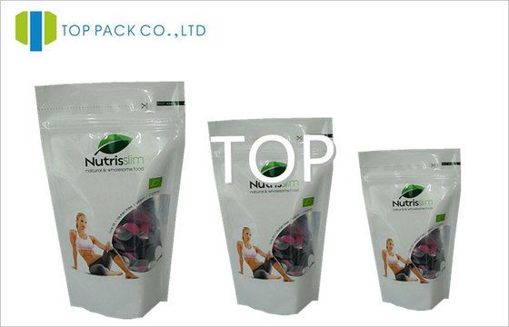 White VMPET Ziplock Stand Up Pouches With Gravure Printing 80 ~ 150 Micron