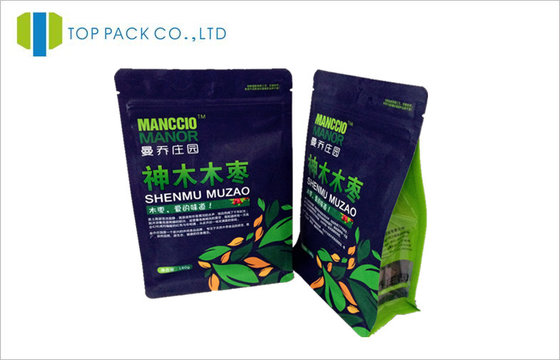 Block Bottom Coffee Packing Bags Custom Ziplock Closure Pouch 250g / 500g / 1000g Size