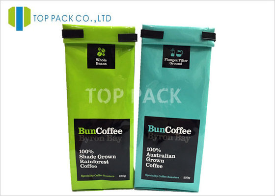 SGS Side Gusset Bags , Aluminum Foil Coffee Tin Tie Doypack Food Grade