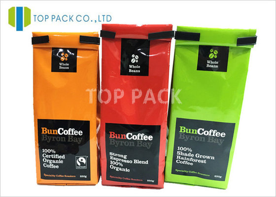 Block Bottom Easy Open Side Gusset Bags Tin Tie Foil Laminated Glossy Finished
