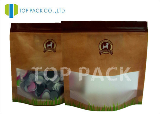 200G Pet Food Packaging Matte Effect Stand Up Zipper Bags Matted Window