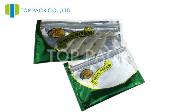 Zipper Top Aluminum Foil Fishing Lure Packaging Bag With Clear Window