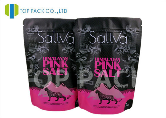 Stock Reusable Printed Stand Up Pouches Aluminum Foil Top Ziplock Window Salt Packing