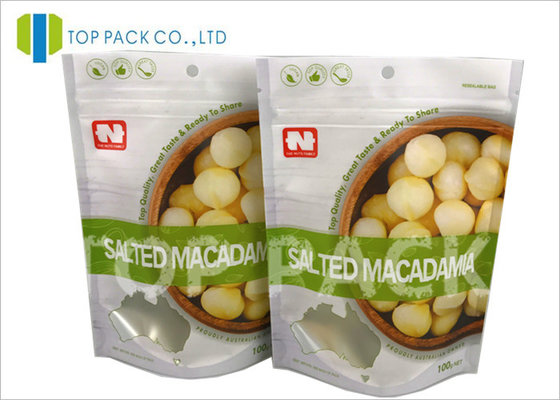 Matte Effect ziplock custom stand up pouches , Dried Nuts flat pouch packaging Foil Lined