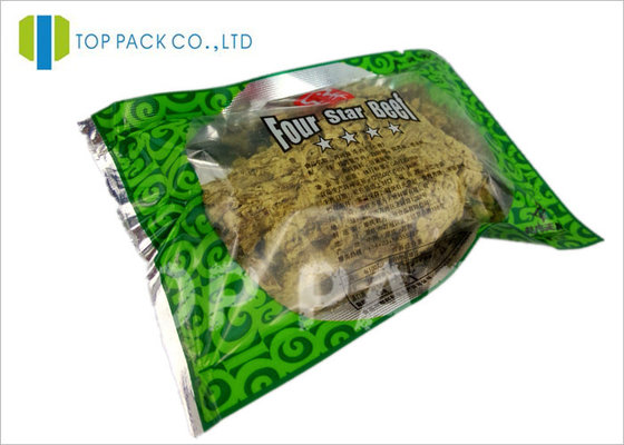 Glossy Green Printed Laminated Pouches 3 Side Seal Aluminm Foil Clear Window