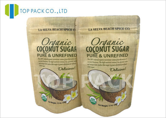 Organic Food Matte Printed Stand Up Barrier Pouches , Coffee Packaging Bags Clear Window