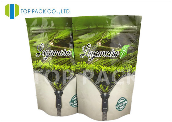 Gravure Printed Flat Foil Stand Up Bags , tea packaging pouch Zip Lock Closure