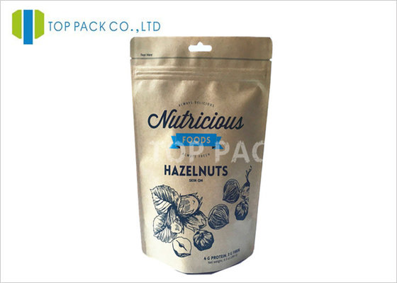 OEM Ziplock eco friendly stand up pouches , Laminated Nuts resealable food packaging bags
