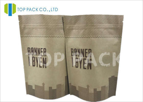 Heat Seal Flat eco friendly stand up pouches Ziplock Closure Coffee Packing Valve