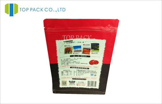 Red Matte Finish Print Pet Food Packaging Side Gusset Square Bottom Standing