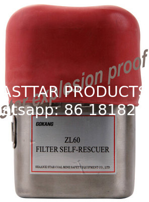 60 minutes miners respirator,mining portable filtered self rescuer,ZL60 filter mining self rescuer