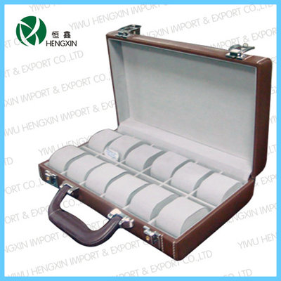 Коробки вахты Cases12 PU водоустойчивые наблюдают двойной замок темного Брайна