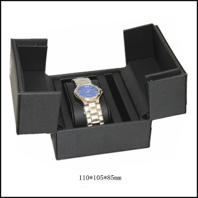 Double Open Luxury Watch Display Case Classic Balck Customized No Lock