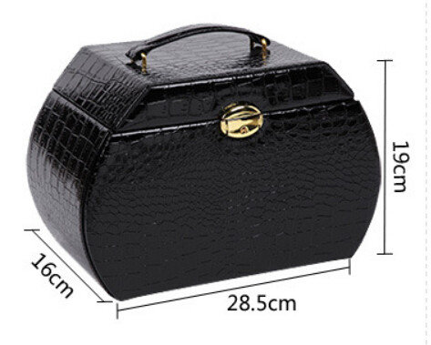 Beautiful PU Makeup Storage Box Vanity Mirrored Portable Jewelry Case Ring Holder