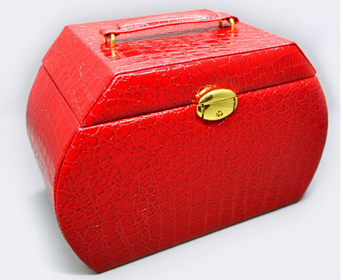 Beautiful PU Makeup Storage Box Vanity Mirrored Portable Jewelry Case Ring Holder