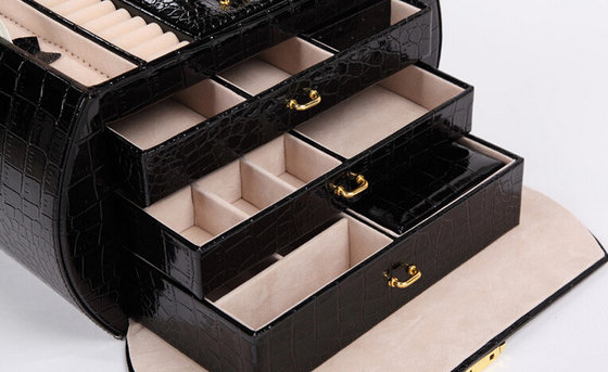 Beautiful PU Makeup Storage Box Vanity Mirrored Portable Jewelry Case Ring Holder