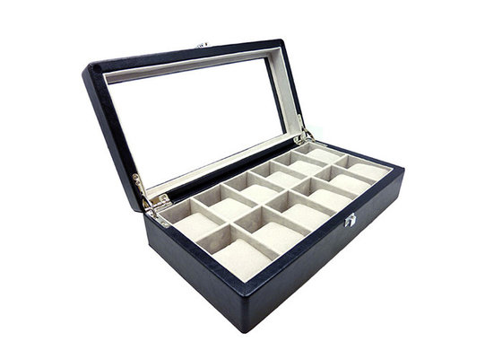 Синие коробки вахты кожи PU покрывают 12" x 8" x 3" коробка вахты 12pcs