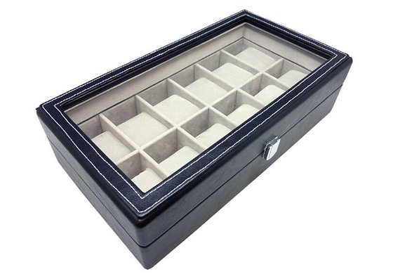 Синие коробки вахты кожи PU покрывают 12" x 8" x 3" коробка вахты 12pcs