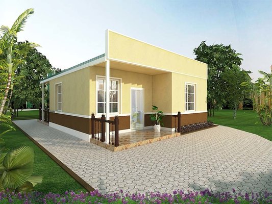 3E prefab house-two bedrooms Energy conservation, Environmental protection and Easy assembled house supplier
