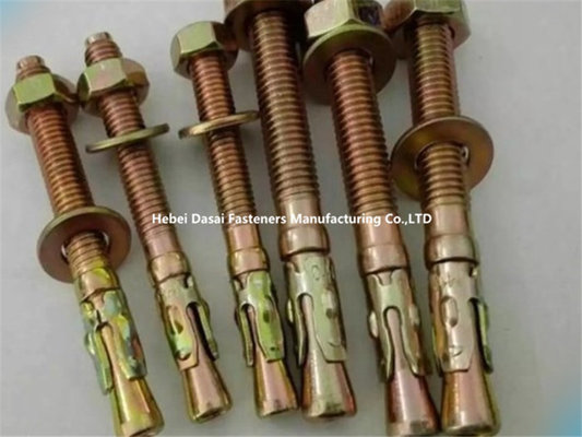 Concrete Wedge Anchor Bolts / Sleeve Anchor Bolt White And Yellow Galvanized