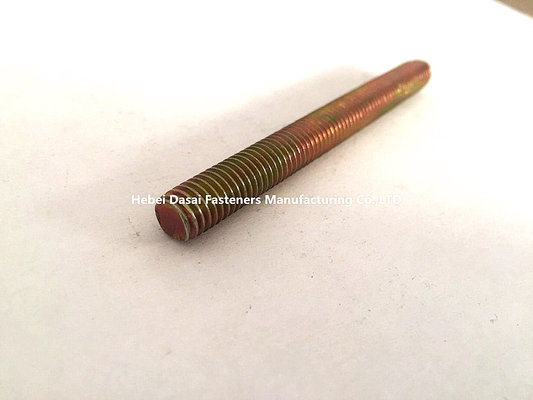Yellow Zinc Finish Double Ended Threaded Bolt 13mm Length And 8.8 Grade