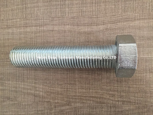 Petrochemical Steel Hex Bolt Grade 6.8 White Zinc Plated Surface Full Thread