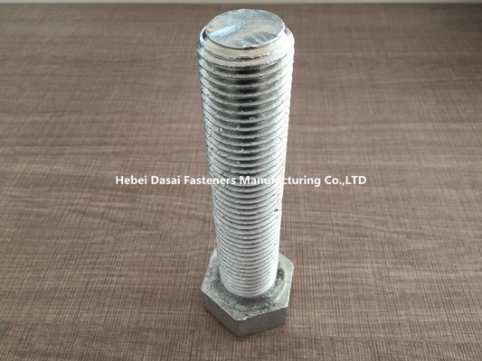 Petrochemical Steel Hex Bolt Grade 6.8 White Zinc Plated Surface Full Thread