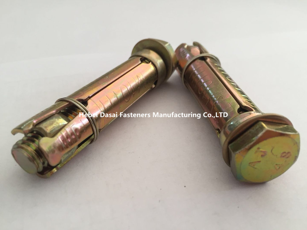 DIN Standard Expandable Anchor Bolts Yellow Zinc Finish With 65mm Length