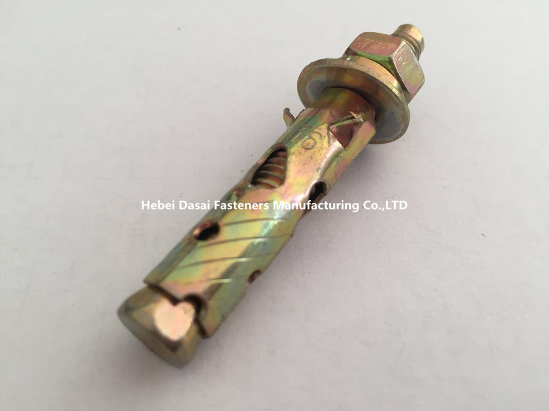 BS Wedge Anchor Bolt Anti Skid Shark Fin Anchor Yellow Zinc Plated Grade 4.8