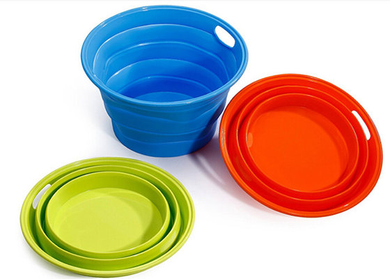 ODM / OEM Green Silicone Collapsible Bucket , Silicone Fruit Bucket BPA Free
